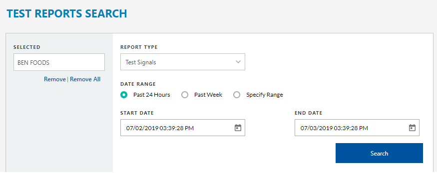 Running a Test Reports Search