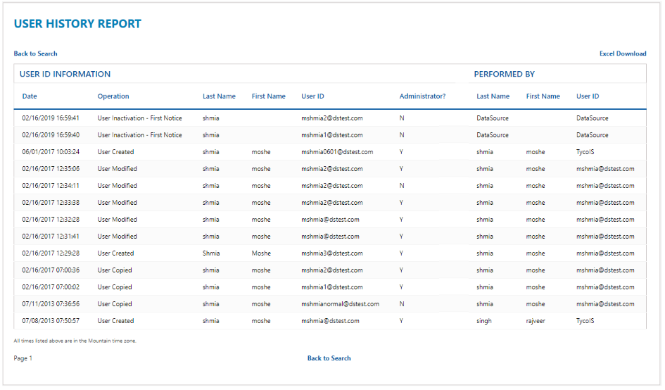 Running a User History Report Search